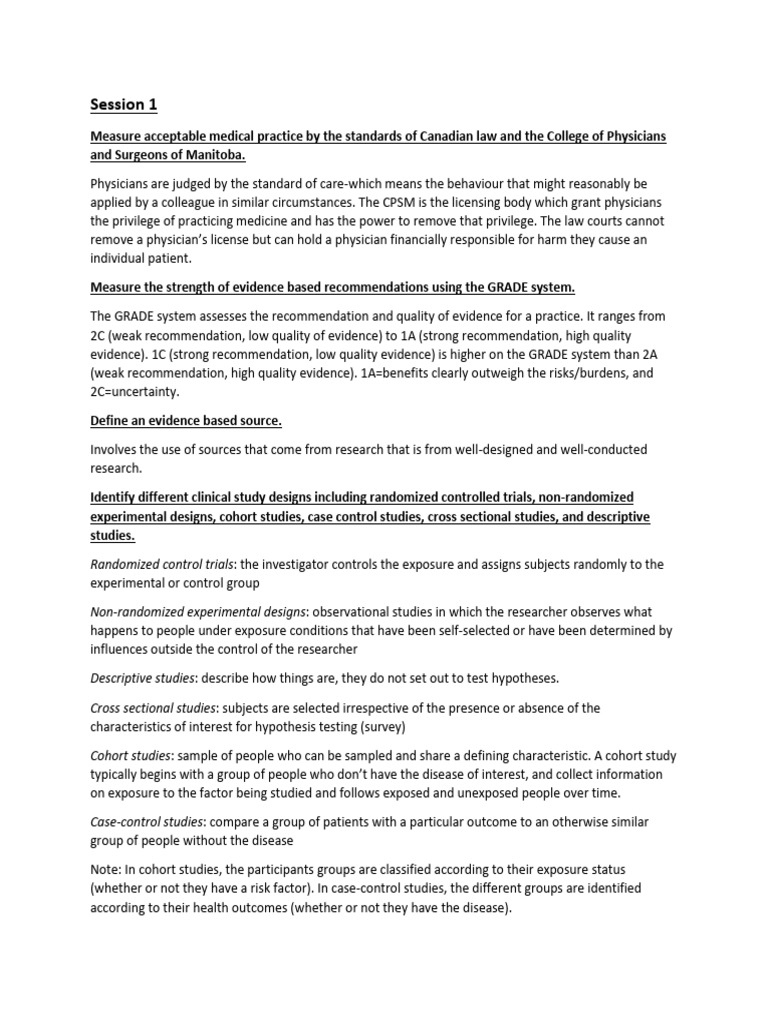 Meg Notes Clinical Reasoning Sessions 1-4 | PDF | Evidence Based ...