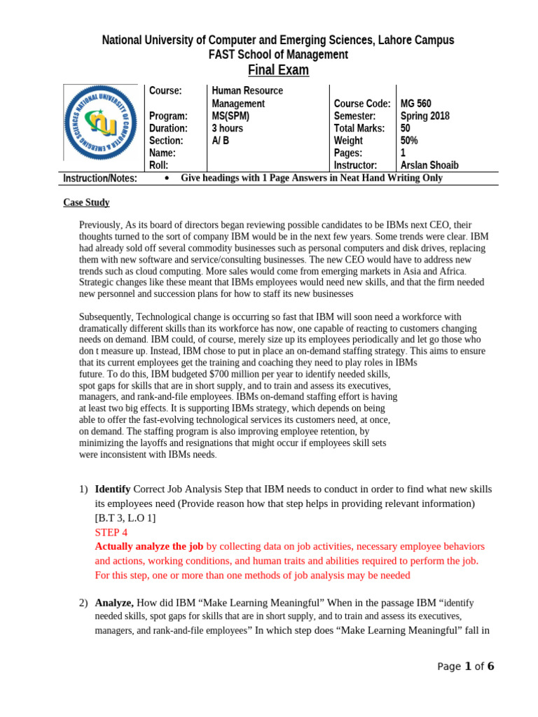 HRM Final 2018 | PDF | Incentive | General Educational Development