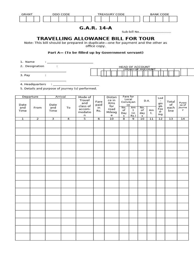 Gar 14 A Ta Bill For Tour | PDF