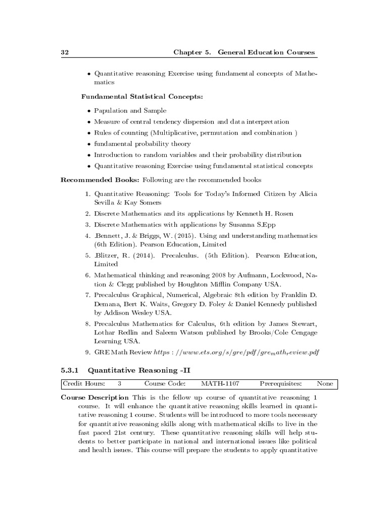 Quantitative Reasoning Course Guide | PDF | Logic | Statistics