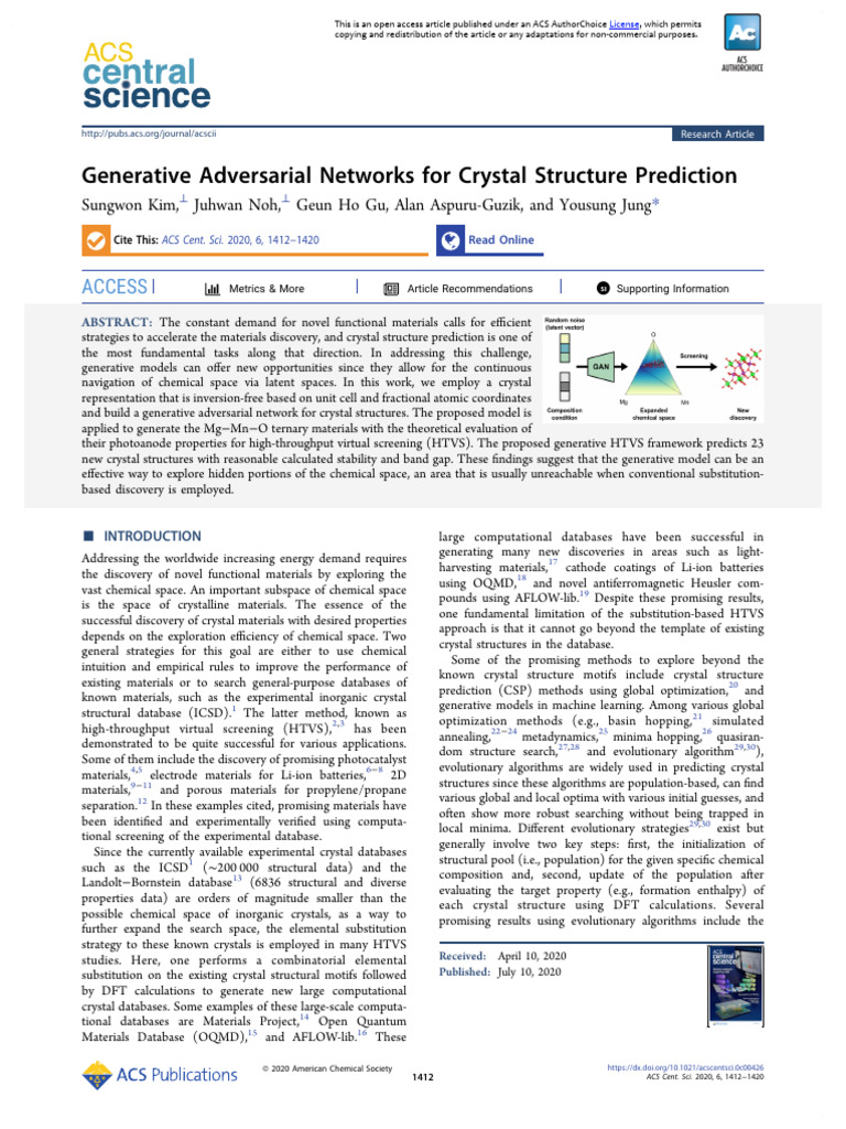 Kim Et Al 2020 Generative Adversarial Networks For Crystal Structure ...