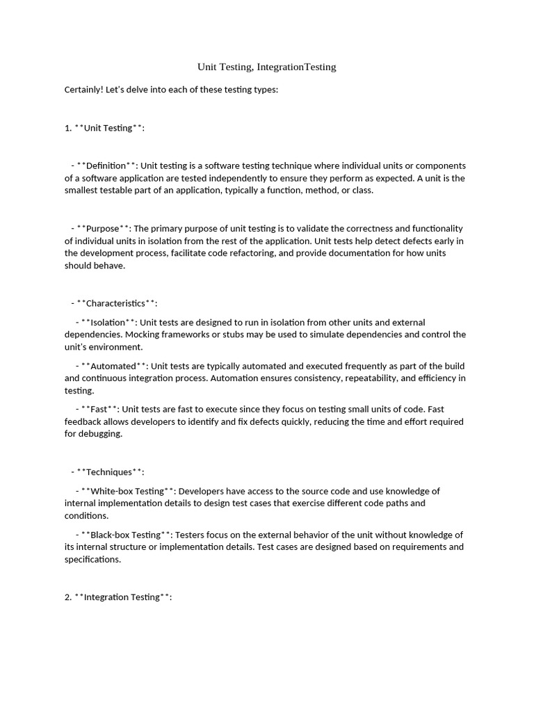 Unit Testing | PDF | Software Testing | Unit Testing Unit Testing | PDF | Software Testing | Unit Testing
