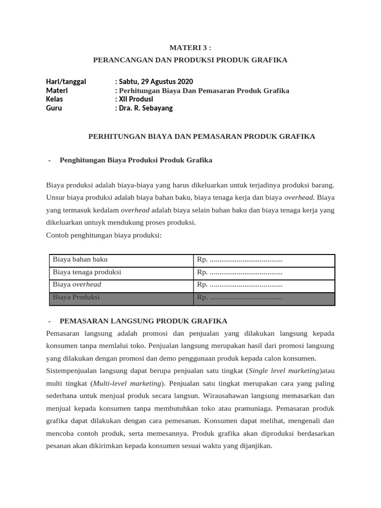 Materi 3 Perancangan Dan Produksi Produk Grafika | PDF | Bisnis