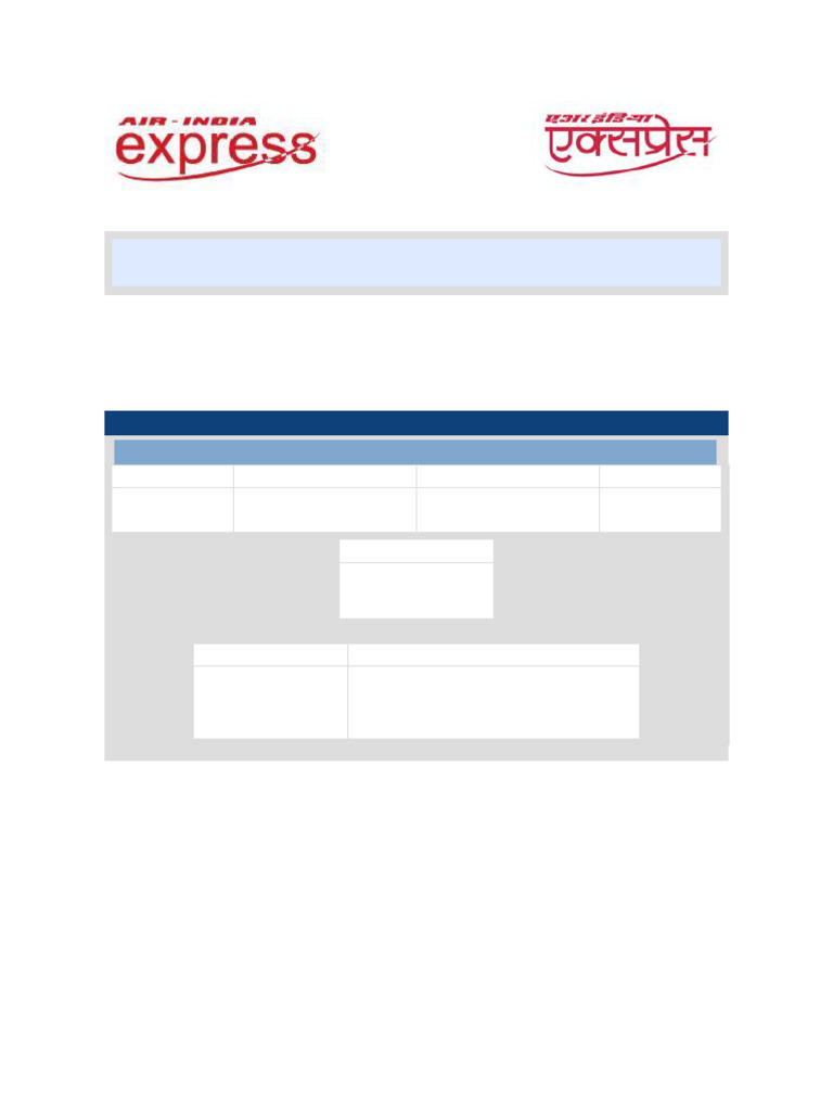 Air India Express Flight Itinerary Details | PDF