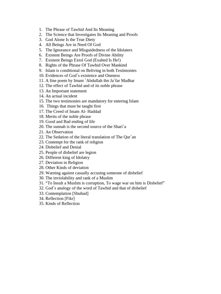 Tawhid: Meaning, Proofs, and Importance | PDF