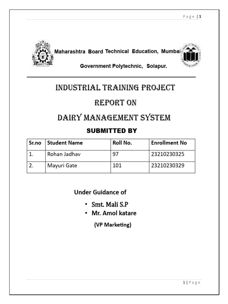 ITR Dairy Management Report2 | PDF | Feasibility Study | Computing