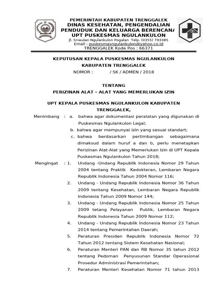 SK Reg Alat Yg Memp Ijin | PDF