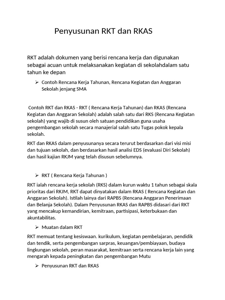 Panduan RKT dan RKAS Sekolah | PDF