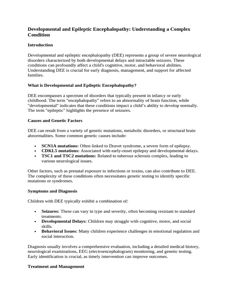 Developmental and Epileptic Encephalopathy Article | PDF | Epilepsy ...