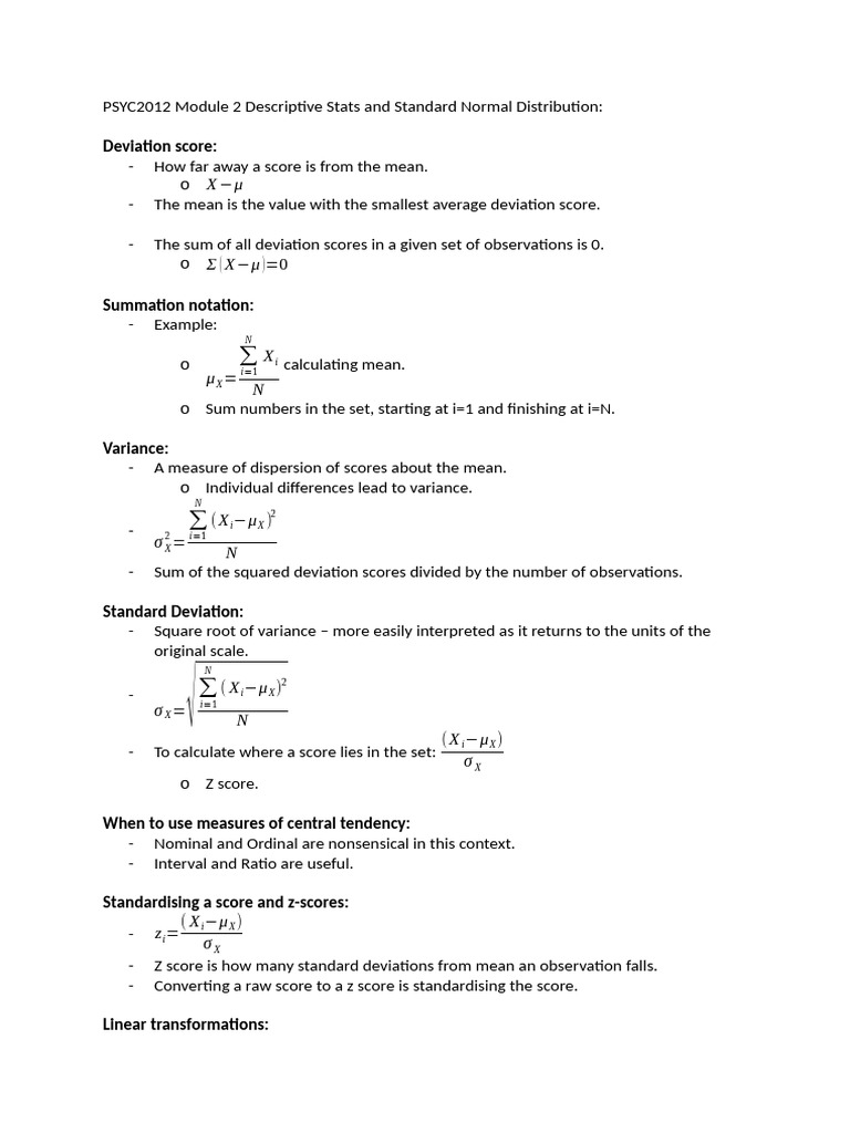 Psyc2012 Module 2 Descriptive Stats And Standard Normal Distribution
