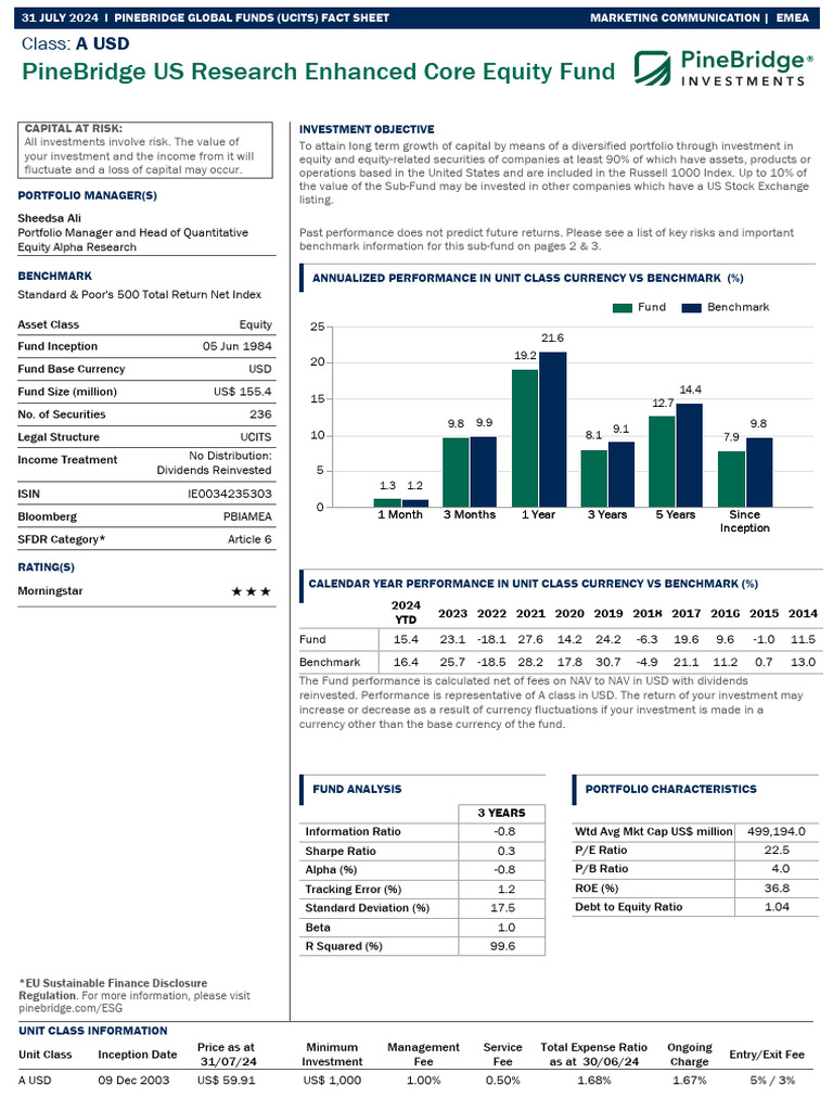 PineBridge US Research Enhanced Equity Fund | PDF | Investment Fund ...