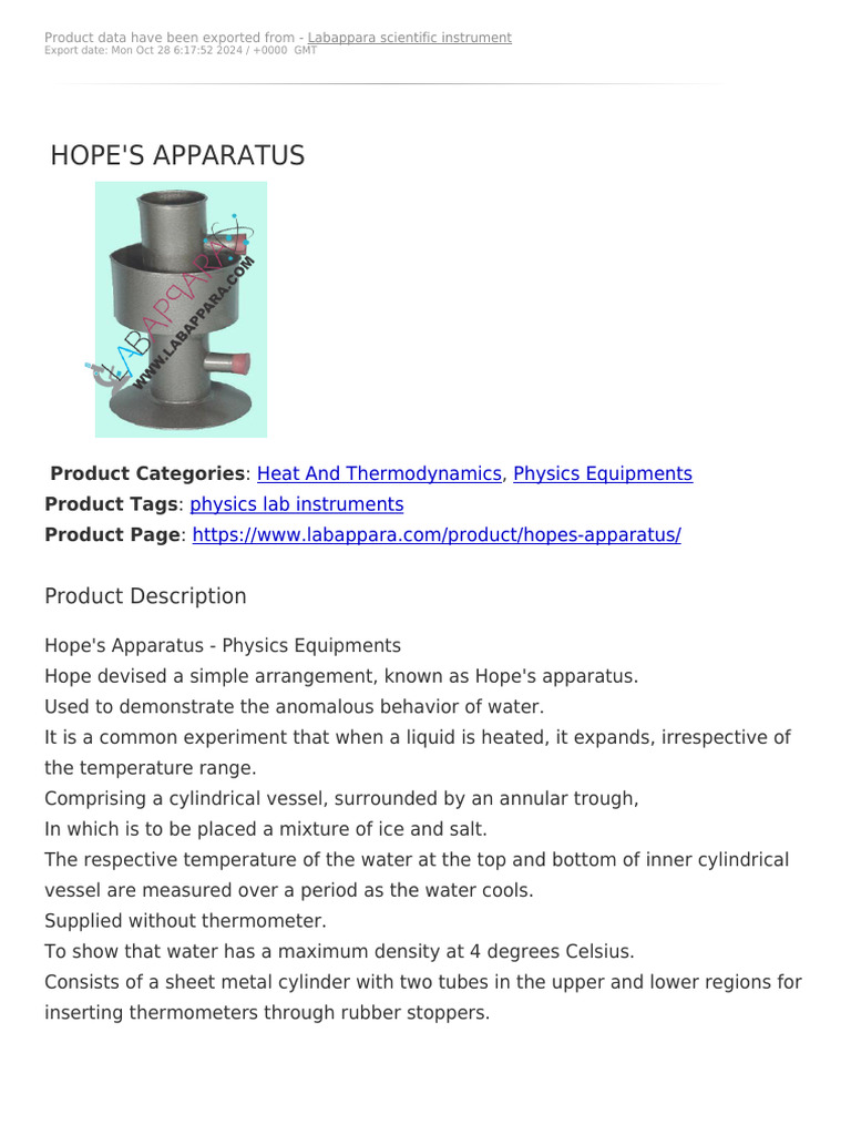 Hope's Apparatus | PDF