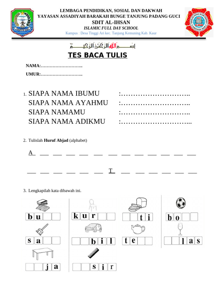 TES Baca Tulis | PDF