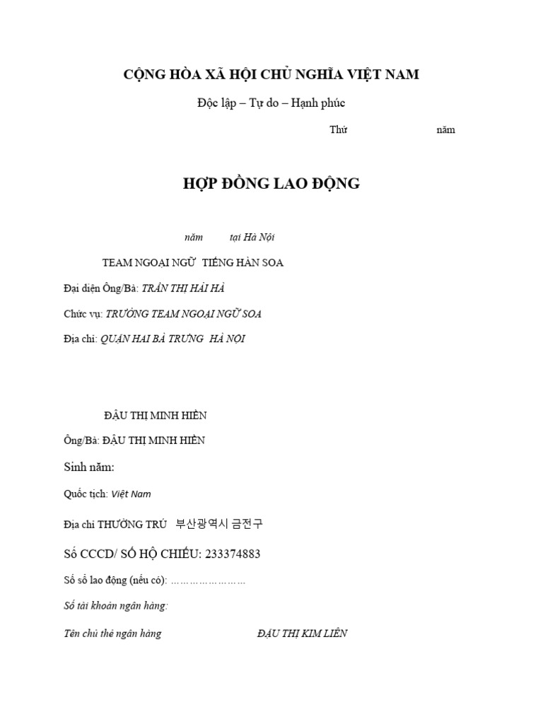 Mẫu HDLD Gvien Topik | PDF