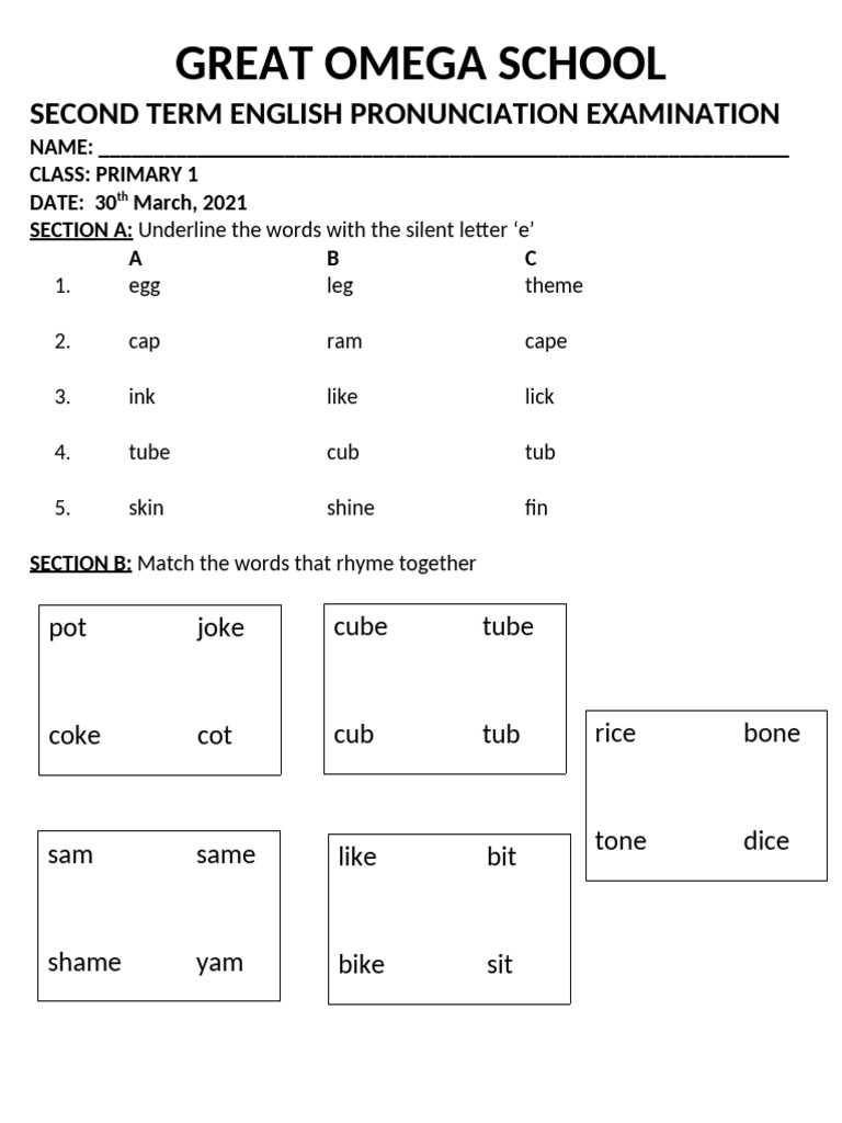 Diction Exam Second Term Pry 2021 | PDF | Languages | Foreign Language ...