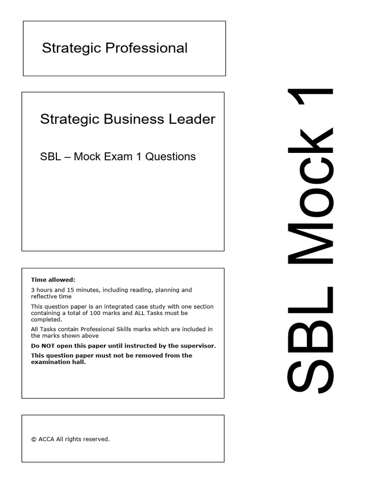 2024 - 25 - ACCA - SBL-Mock 1-Qs | PDF | Infant Formula