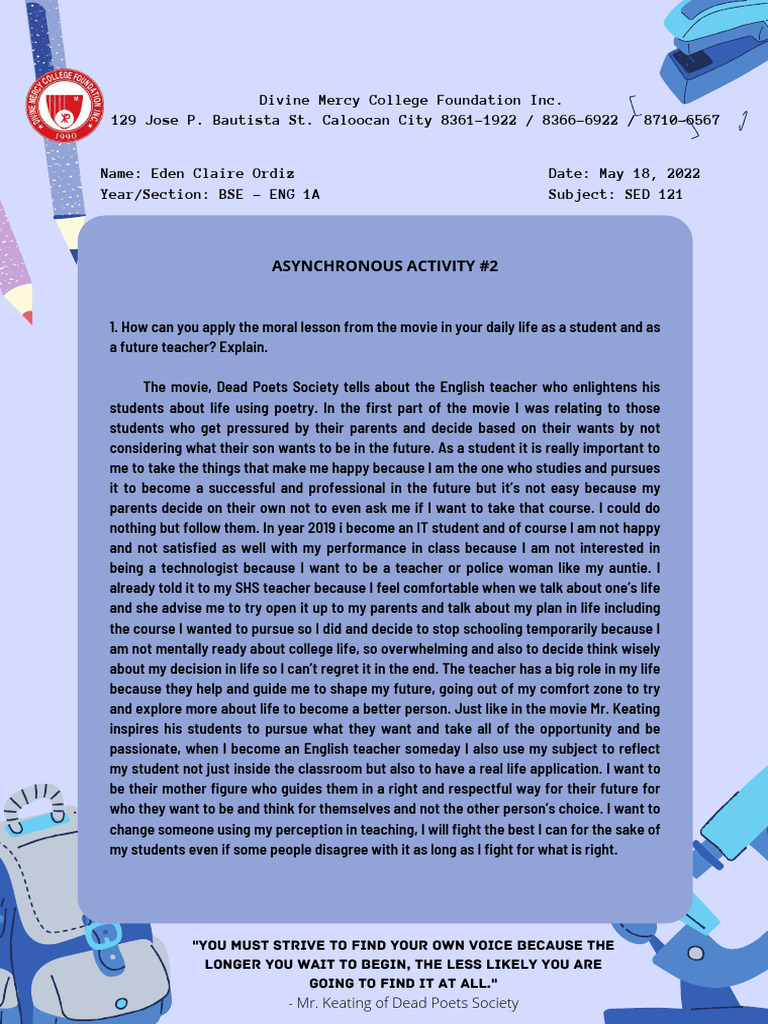 Act#2 Sed121 | PDF | Wellness