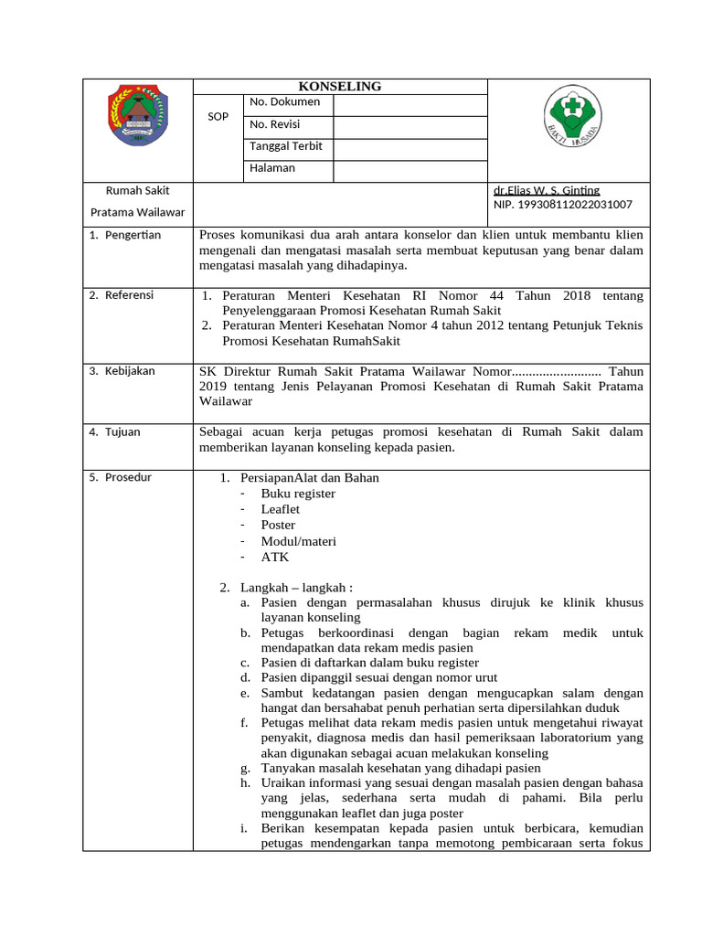 Sop Konseling | PDF | Pengembangan Diri