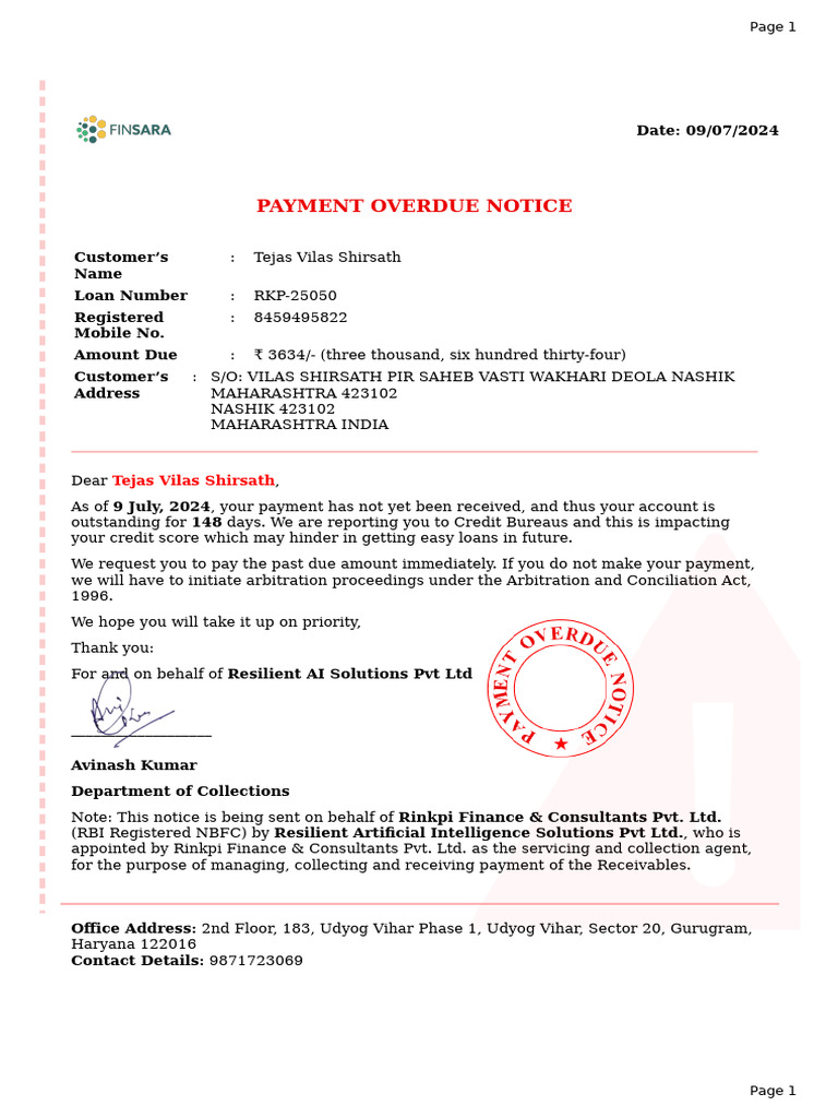 Overdue Notice | PDF