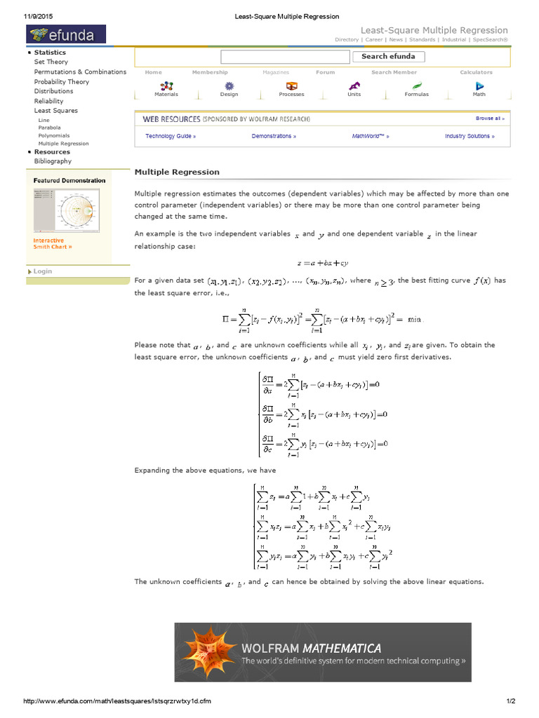 Least-Square Multiple Regression | PDF | Linear Regression | Regression Analysis
