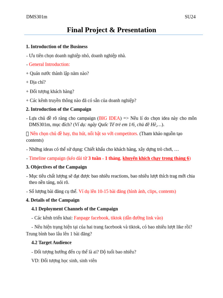 DMS301m Final Project Instruction | PDF
