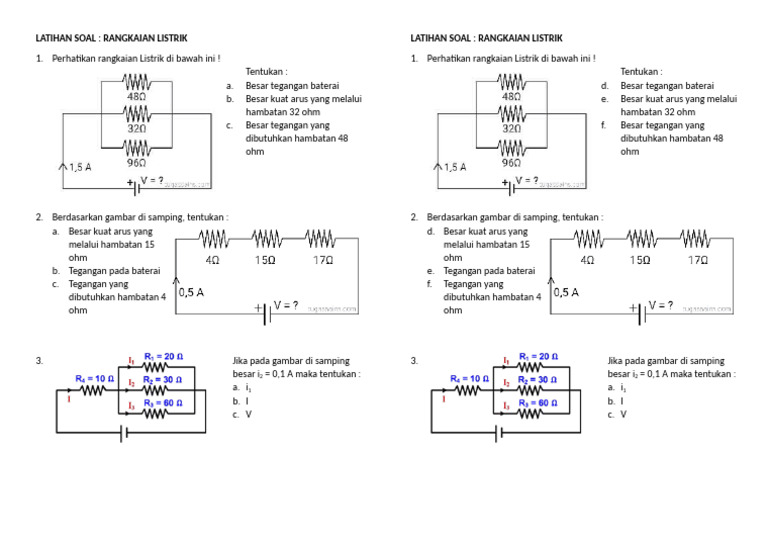 LATIHAN SOAL Rangkaian Listrik | PDF