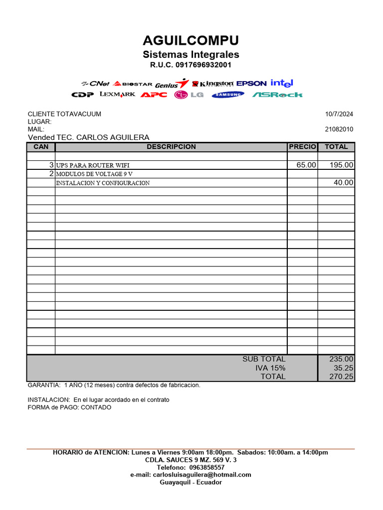 Proforma 3 UPS Totalvacuum | PDF