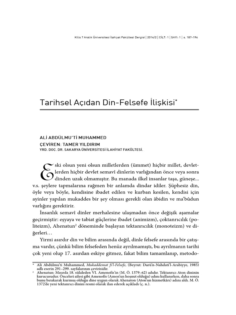 Tarihsel A Dan Din-Felsefe Li Kisi (#300127) - 286377 | PDF