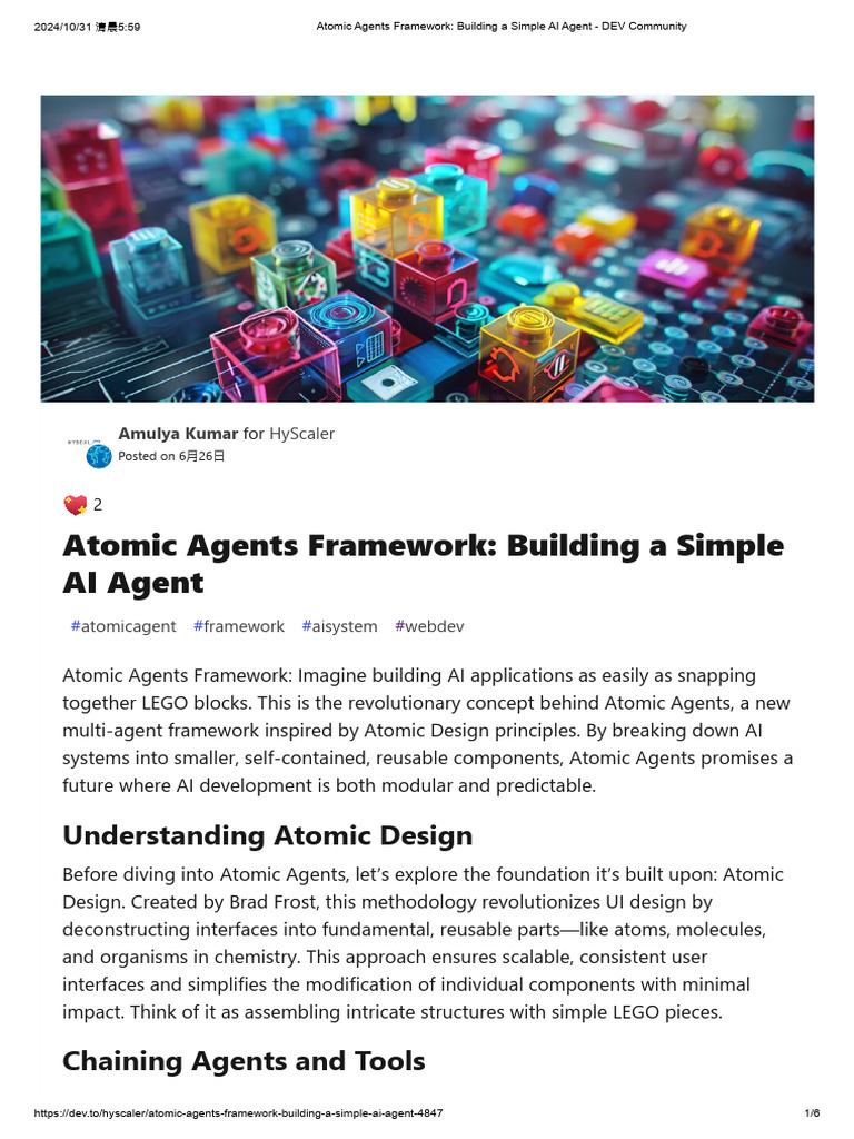 Atomic Agents Framework - Building A Simple AI Agent - DEV Community | PDF | Artificial ...