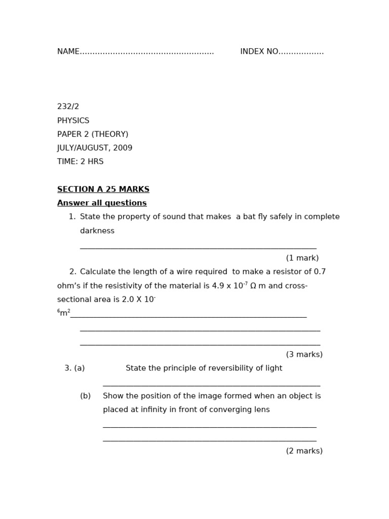 Physics Paper 2 | PDF | Waves | Capacitance