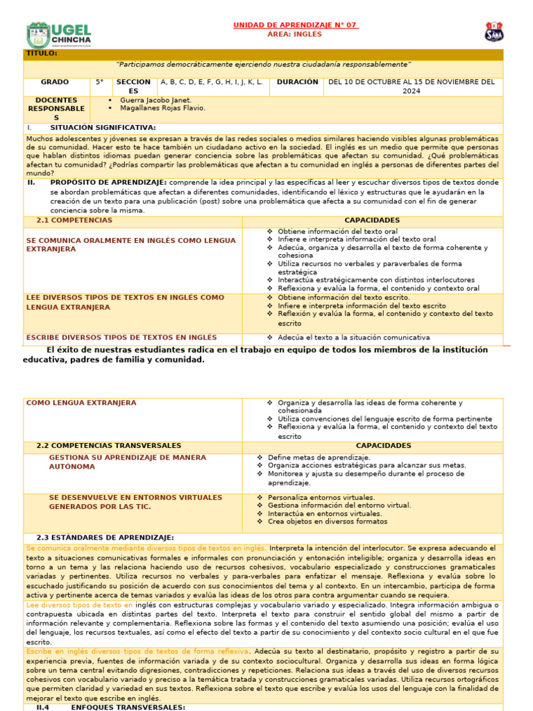 Unidad de Aprendizaje 7 | PDF | Evaluación | Aprendizaje