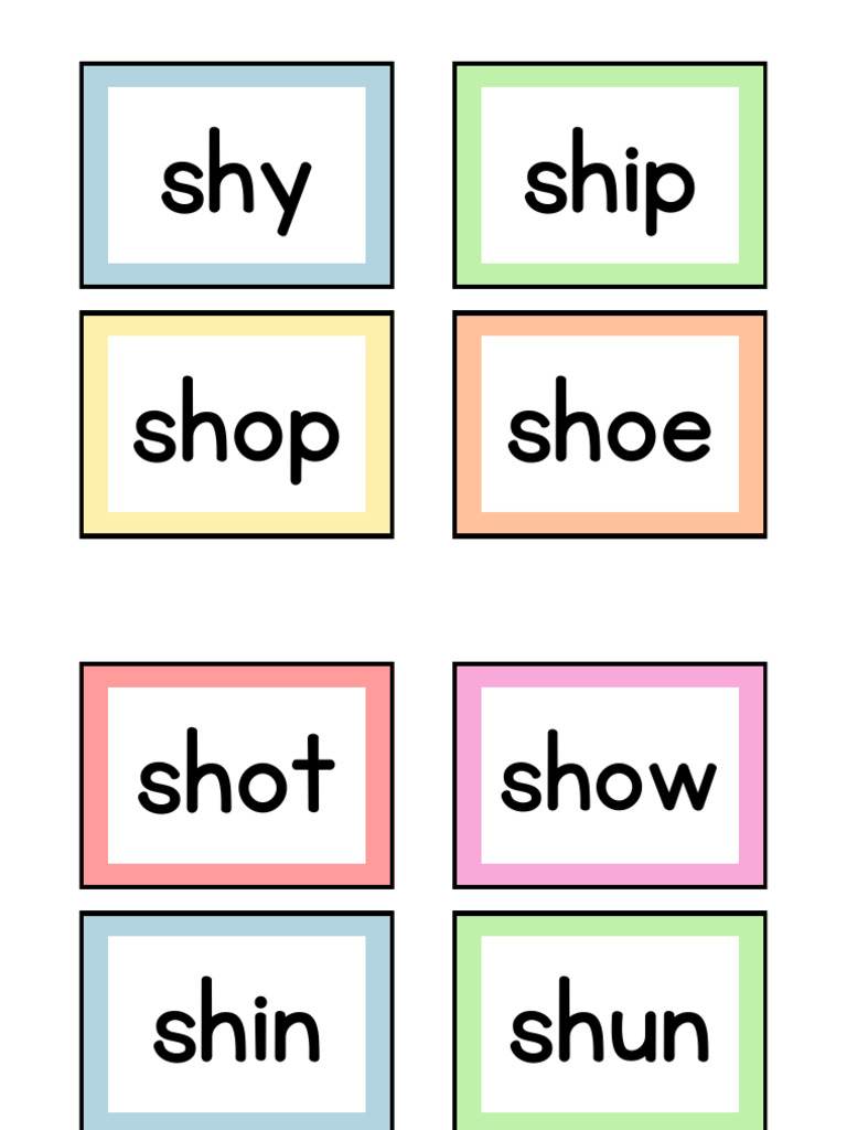 SH Digraph Words Phonics Flashcards in Colorful Simple Style - 20241021 ...