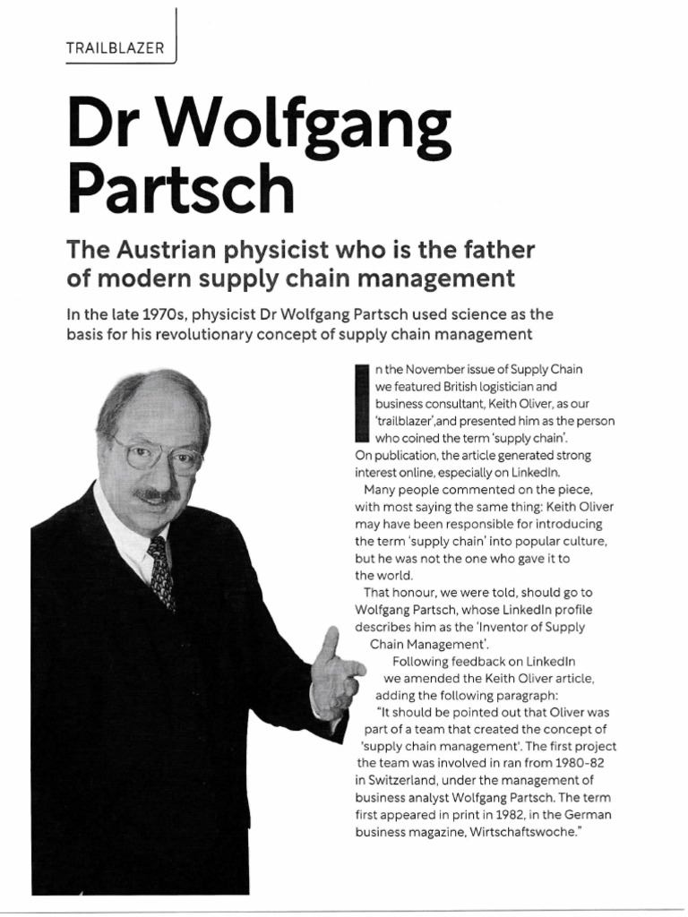 LO 1 - Father of Modern SCM - DR Wolfgang Partsch | PDF