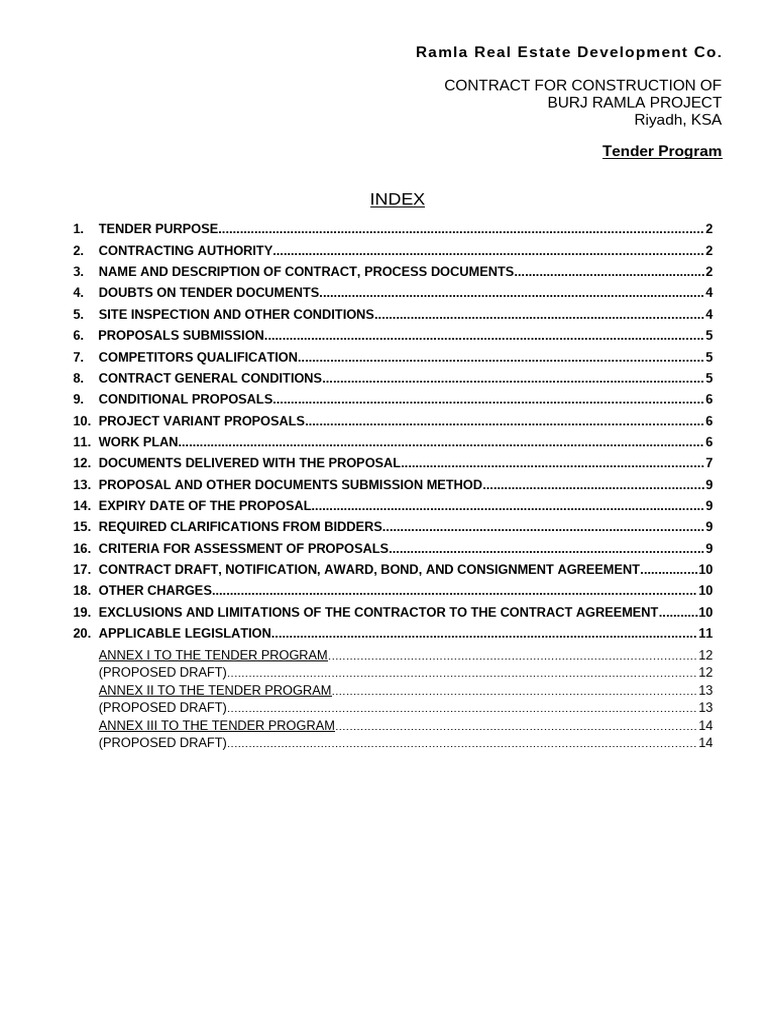 Tender Program | PDF | Specification (Technical Standard)