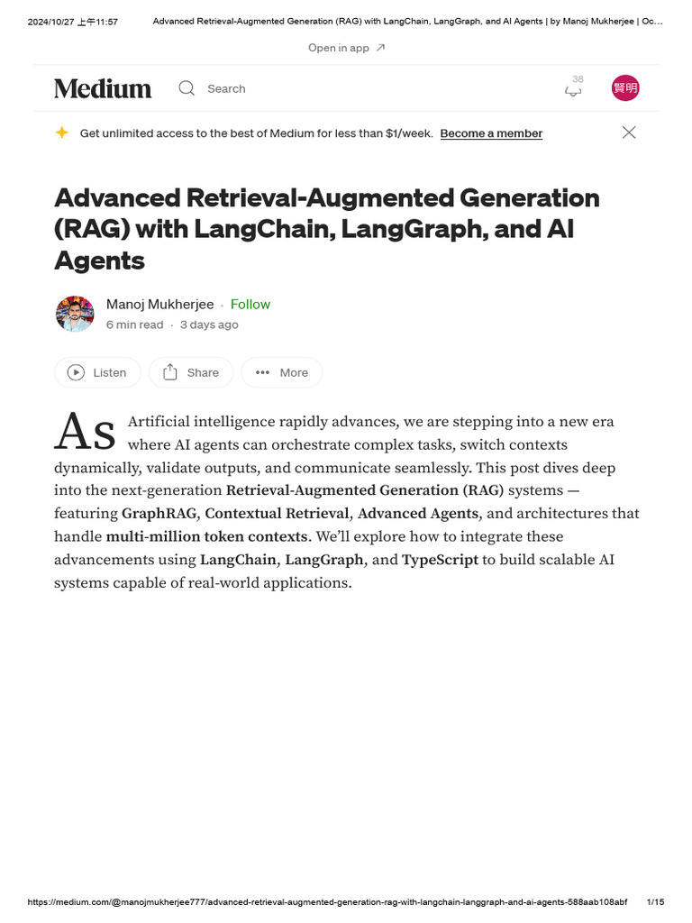 Advanced Retrieval-Augmented Generation (RAG) With LangChain, LangGraph, and AI Agents - by ...