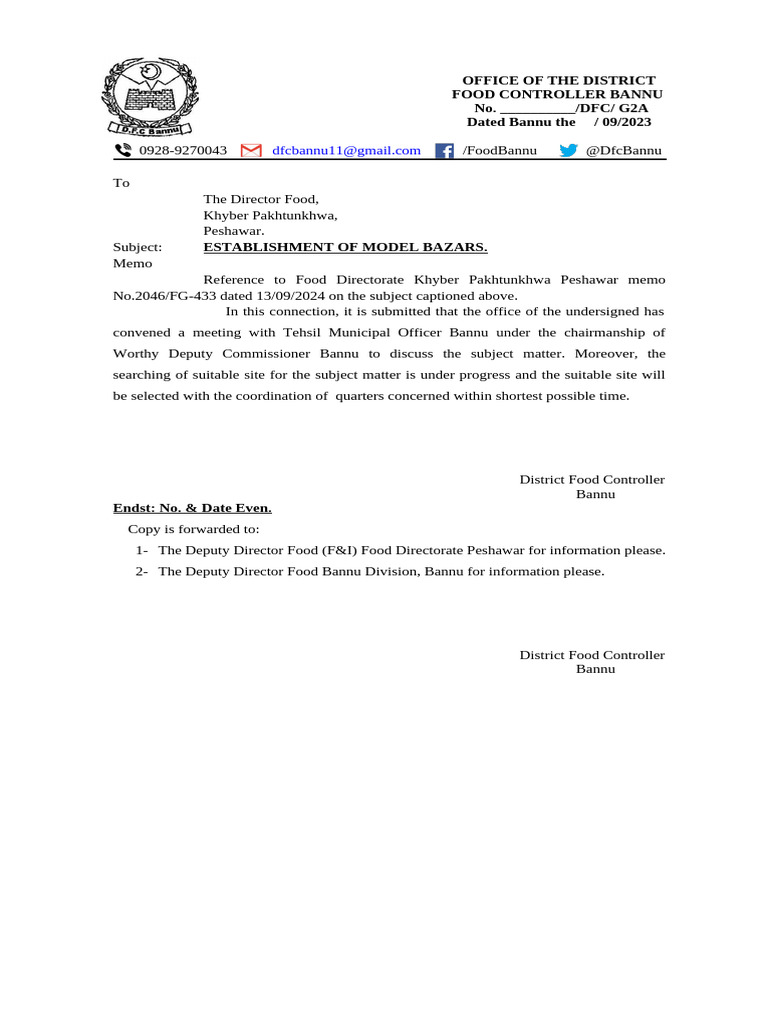 Establishment of Model Bazar | PDF