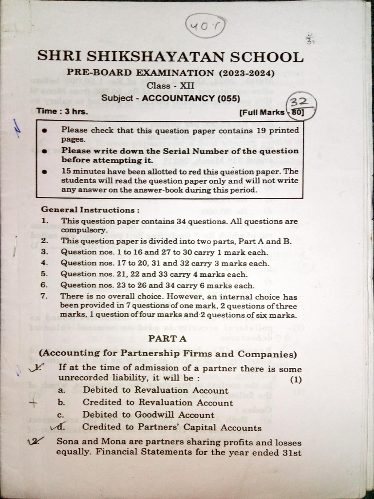Accounts Practice 2023-24 | PDF | Partnership | Debits And Credits