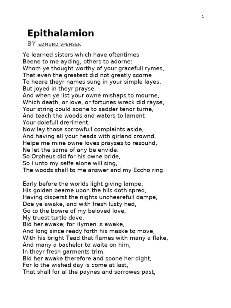Epithalamion Edmund Spenser | PDF