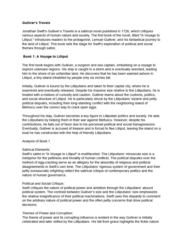 Gulliver's Travels (Notes) | PDF | Gulliver's Travels | Satire