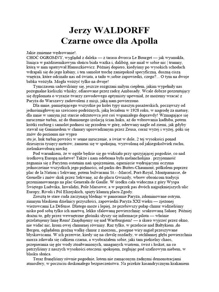 Waldorff Jerzy - Czarne Owce Dla Apolla | PDF