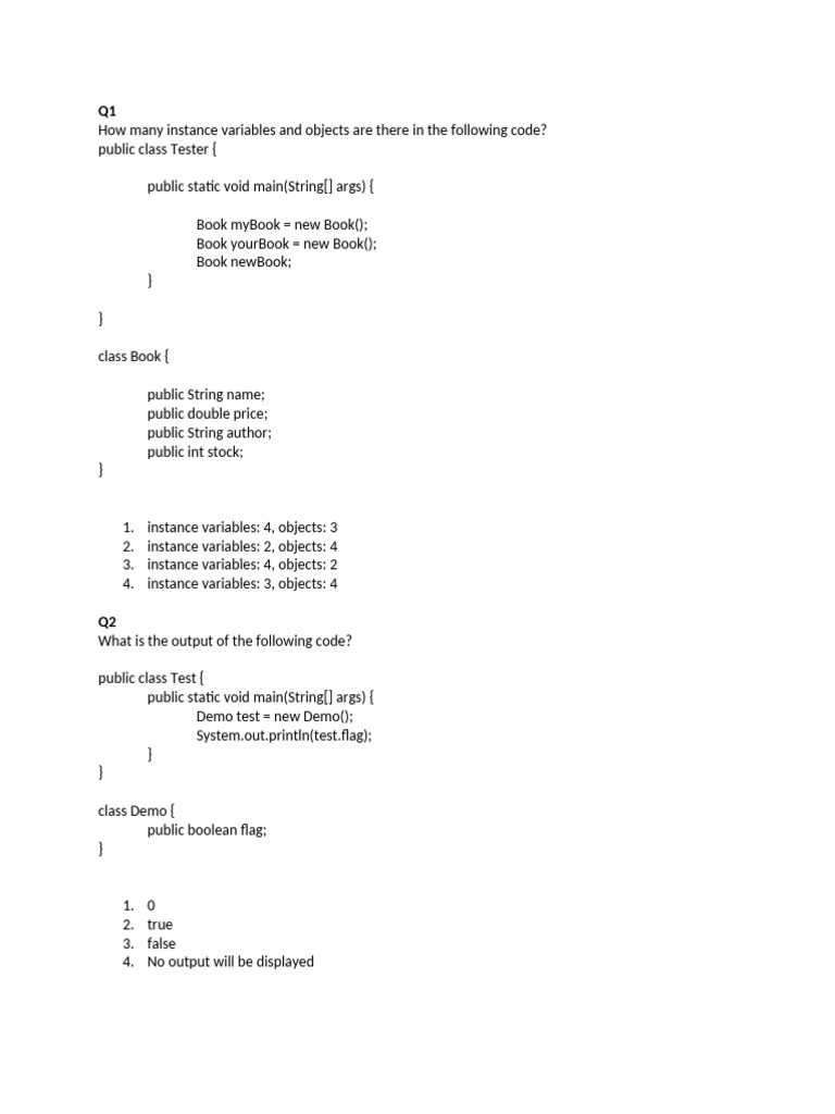Quiz Pdf Constructor Object Oriented Programming Programming 2826