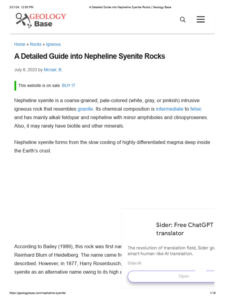 A Detailed Guide Into Nepheline Syenite Rocks | PDF | Magma | Geology