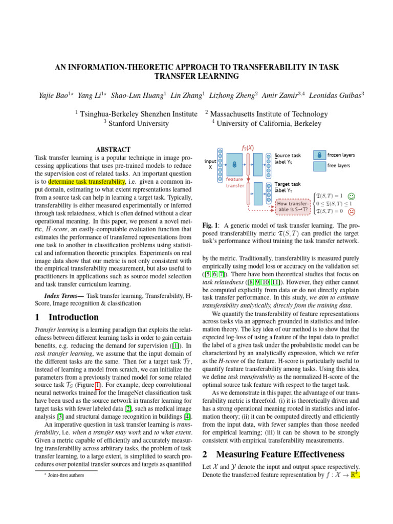 Bao 等 - 2022 - An Information-Theoretic Approach to Transferabili | PDF | Computational ...