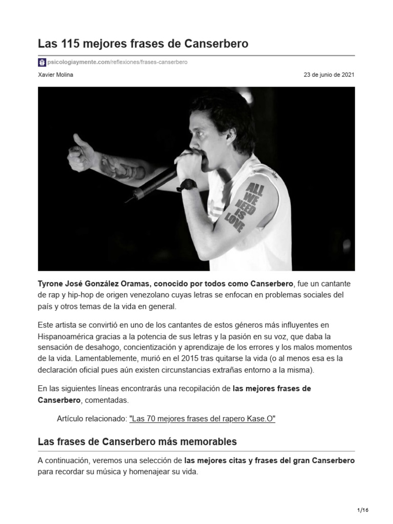 Las mejores frases de Canserbero | PDF | Amor | Verdad