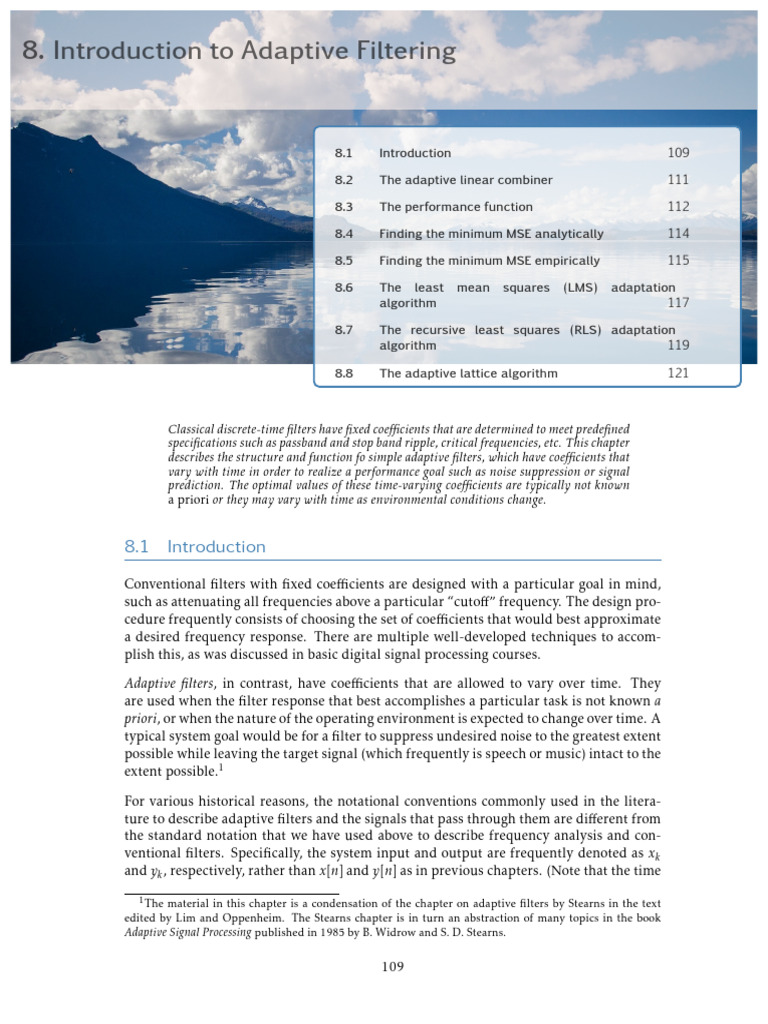 AdaptiveFilteringChap ADSP | PDF | Mean Squared Error | Filter (Signal Processing)