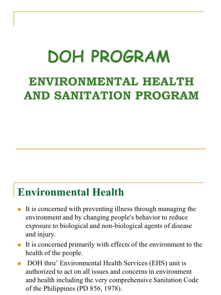 Environmental Health and Sanitation | PDF | Sanitation | Environmental ...
