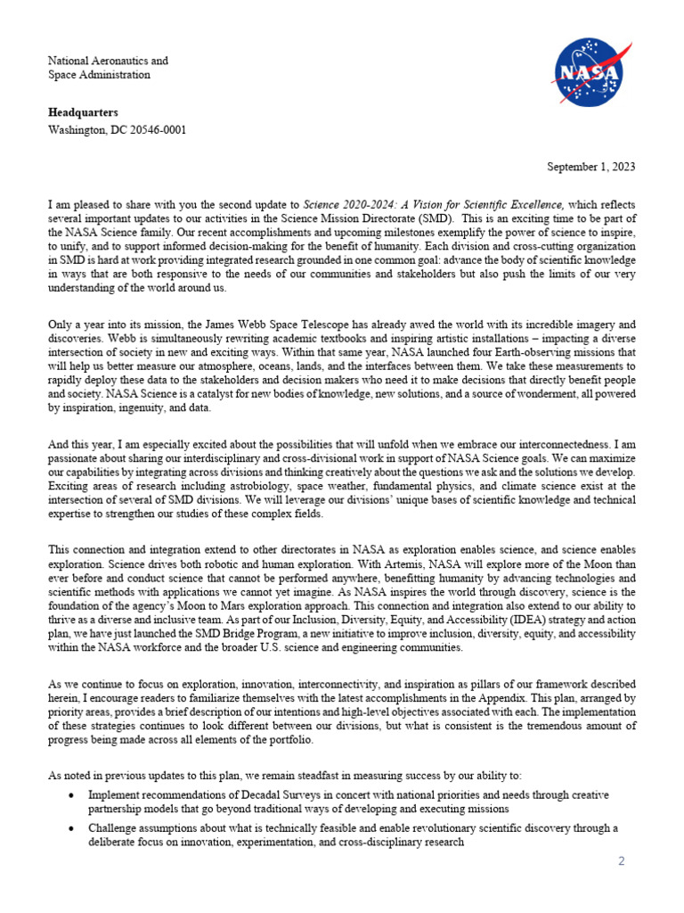 2020 2024 Nasa Science Plan Yr 23 Update Final | PDF | Nasa | Space ...