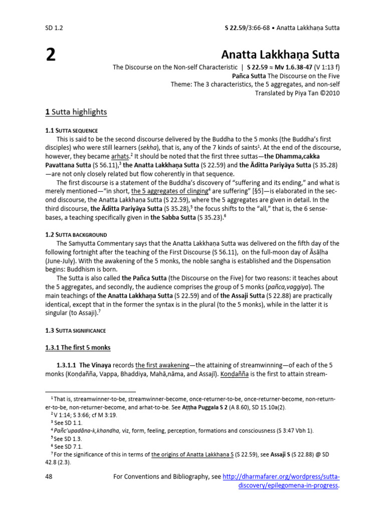 1.2 Anatta Lakkhana S s22.59 Piya | PDF | Indian Philosophy | Nāstika