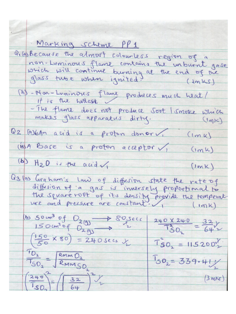 Chem MARKING SCHEME P1 | PDF