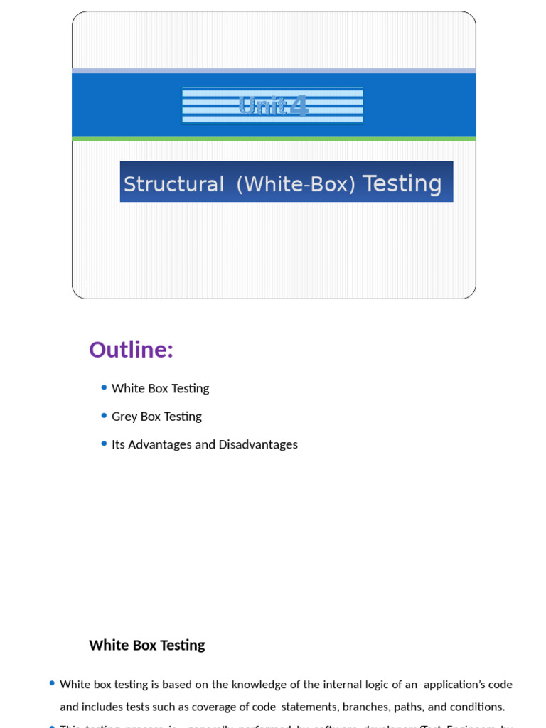 Unit - 4 White Box Testing | PDF | Software Testing | Control Flow